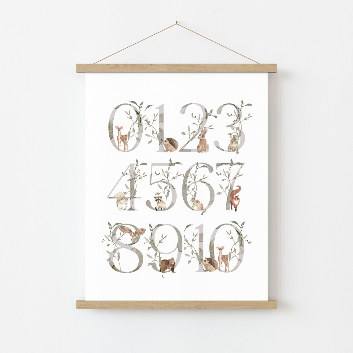 Set of 2 Woodland Creatures Alphabet Numbers Poster, Woodland Alphabet ...