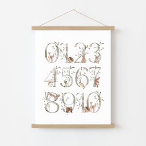 Set of 2 Woodland Creatures Alphabet Numbers Poster, Woodland Alphabet ...