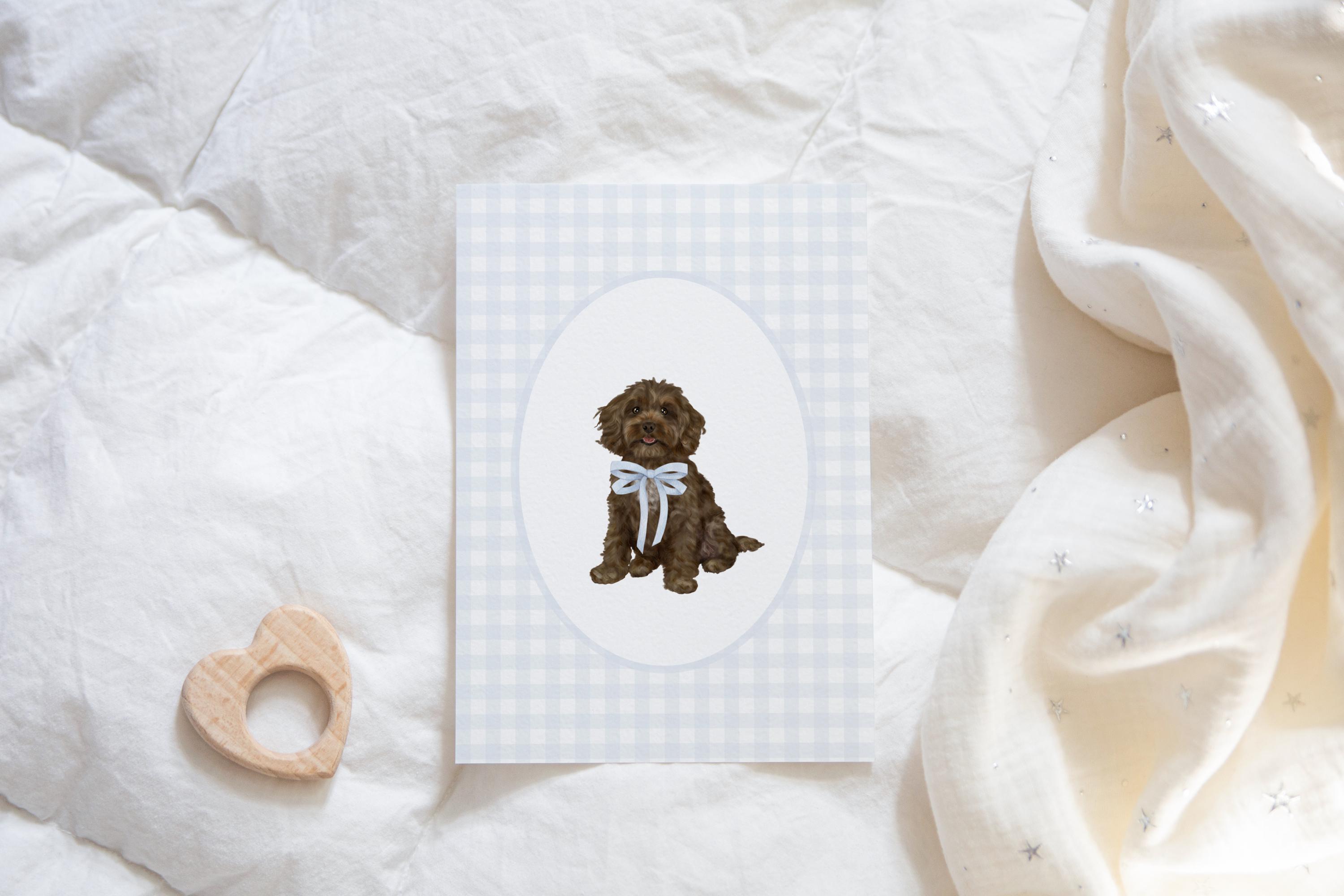 Cockapoo Nursery Print, Custom Watercolor Dog Nursery Art, Baby Boy ...