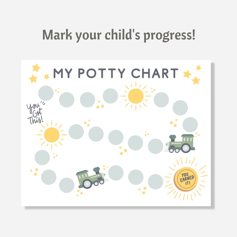 Trains Potty Chart, Potty Training Chart, Sticker Potty Chart, Toddler ...
