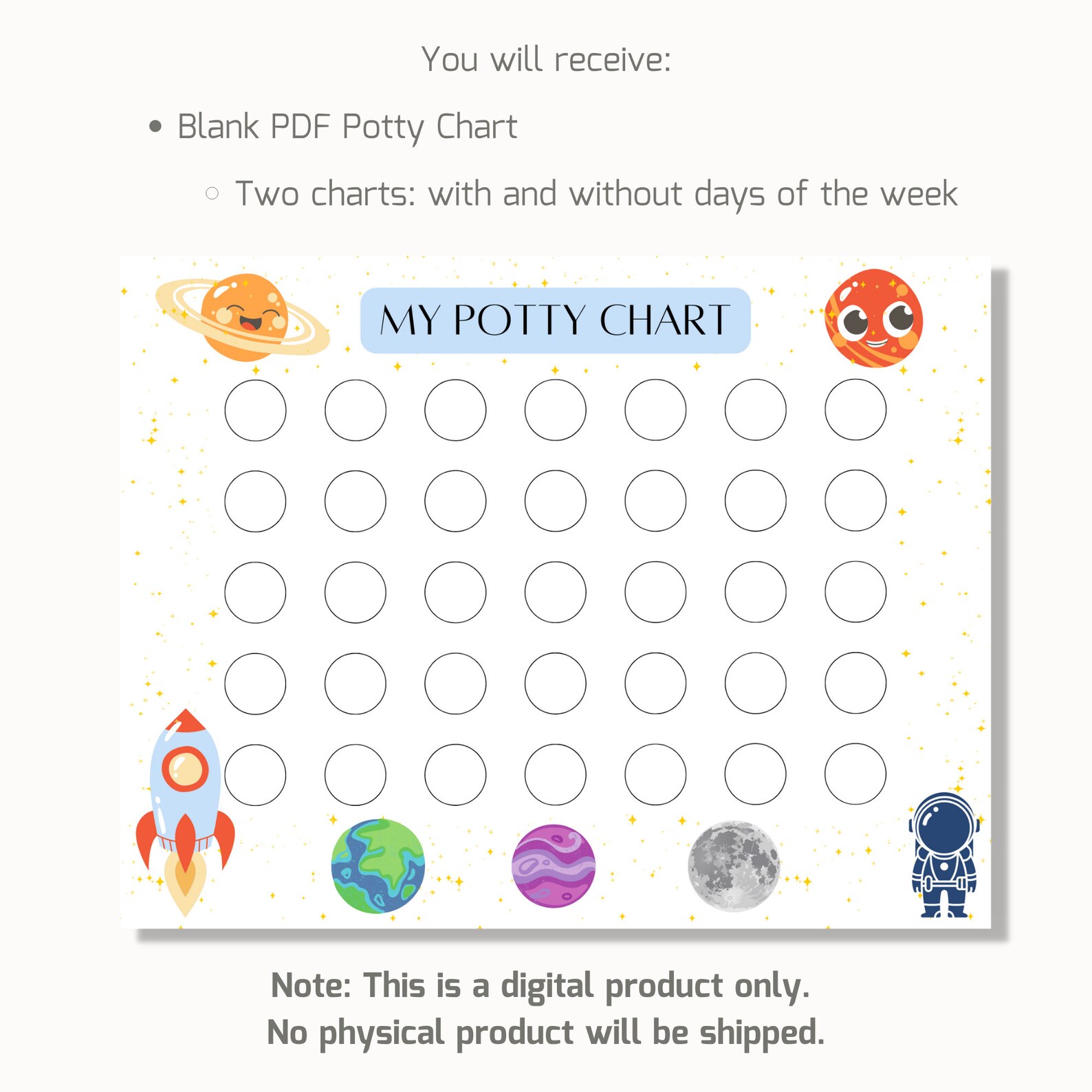 Space Potty Chart Potty Training Chart Sticker Potty Chart - Etsy