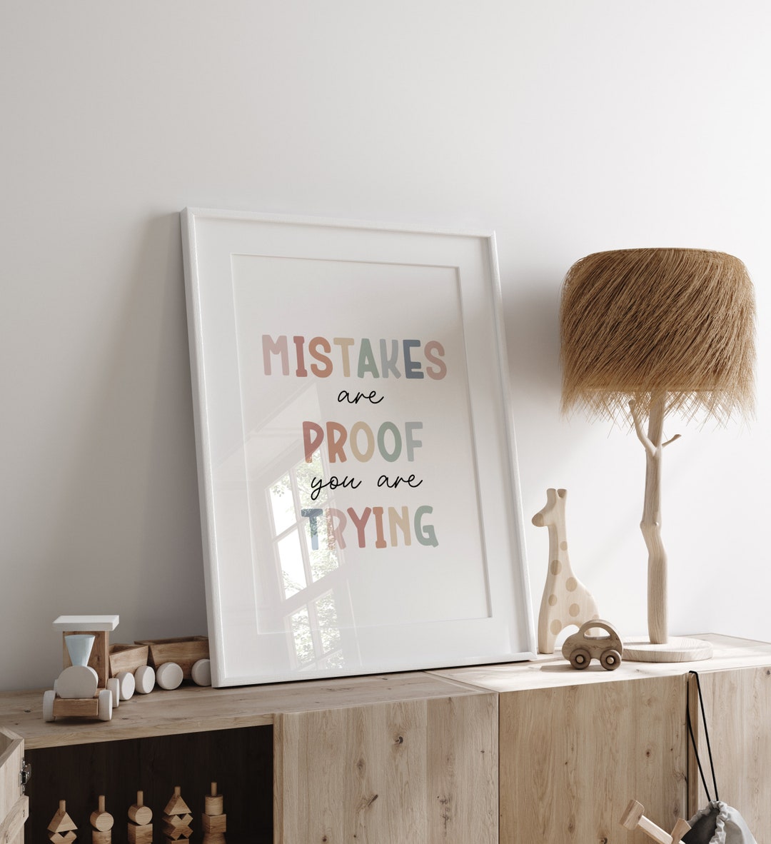 Printable Wall Art Rainbow, Mistakes Are Proof You Are Trying Print ...