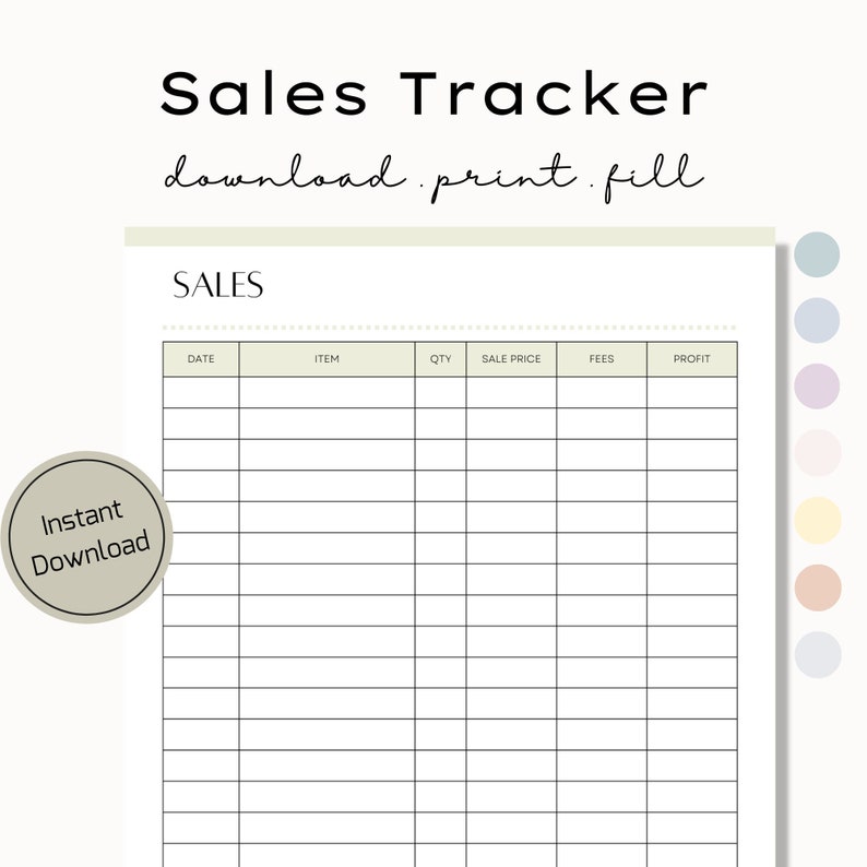 Printable Sales Tracker Small Business Tracker Order - Etsy