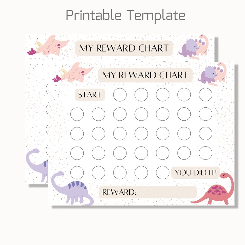 Dinosaur Reward Chart Printable Sticker Chart Dinosaur - Etsy