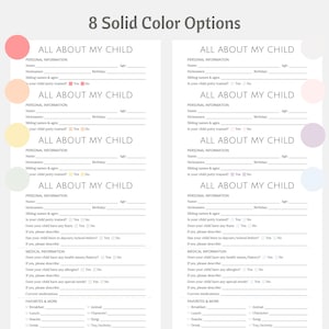 Editable All About My Child Template, Printable Daycare All About Me ...