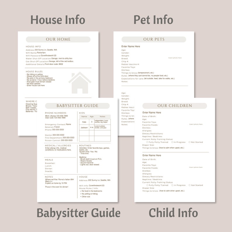 Fillable Babysitter Binder PDF, Printable Babysitter Planner, New ...