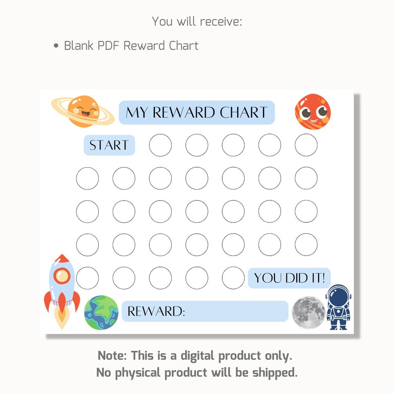 Space Reward Chart Printable Sticker Chart Space Chart - Etsy