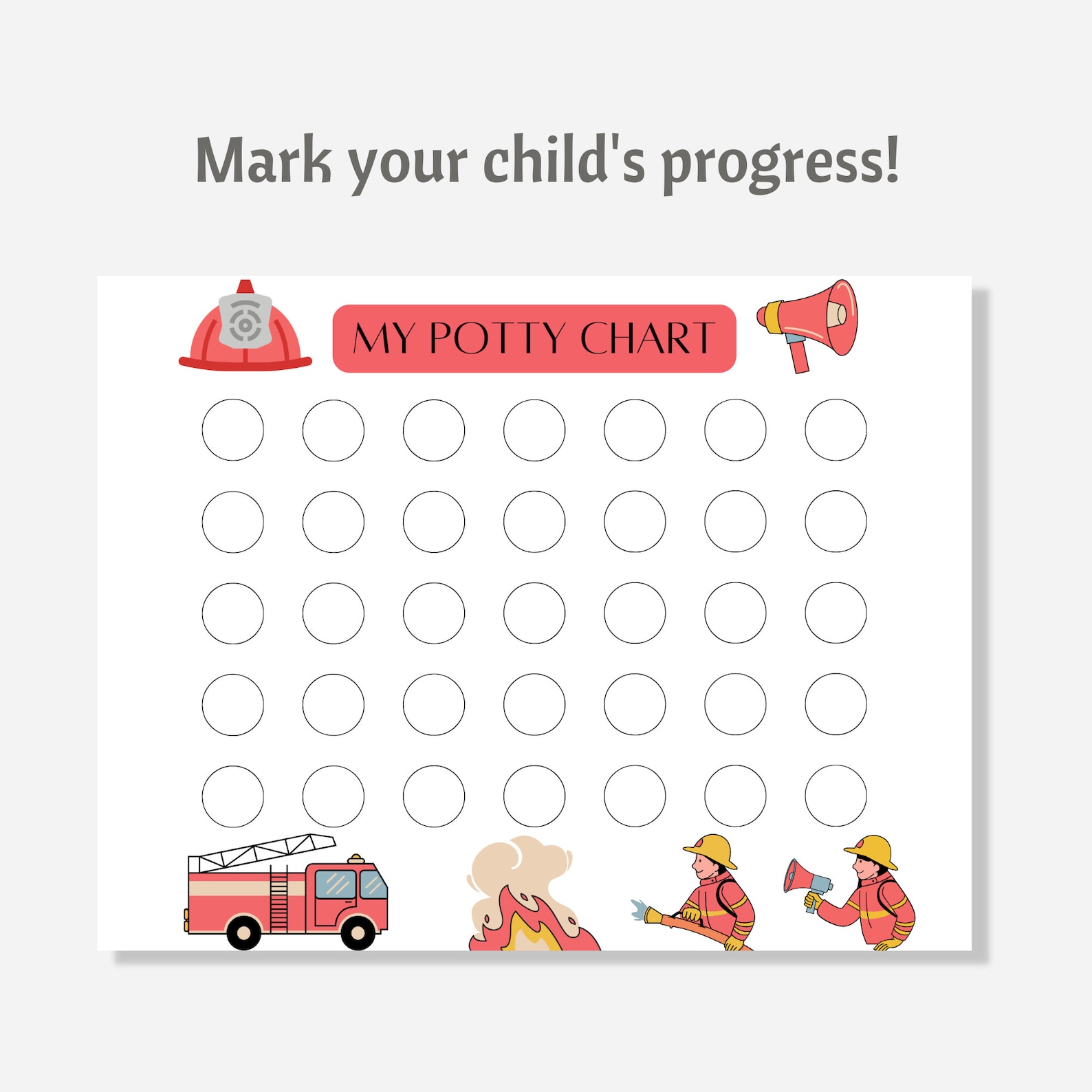 Fire Truck Potty Chart, Potty Training Chart, Sticker Potty Chart ...