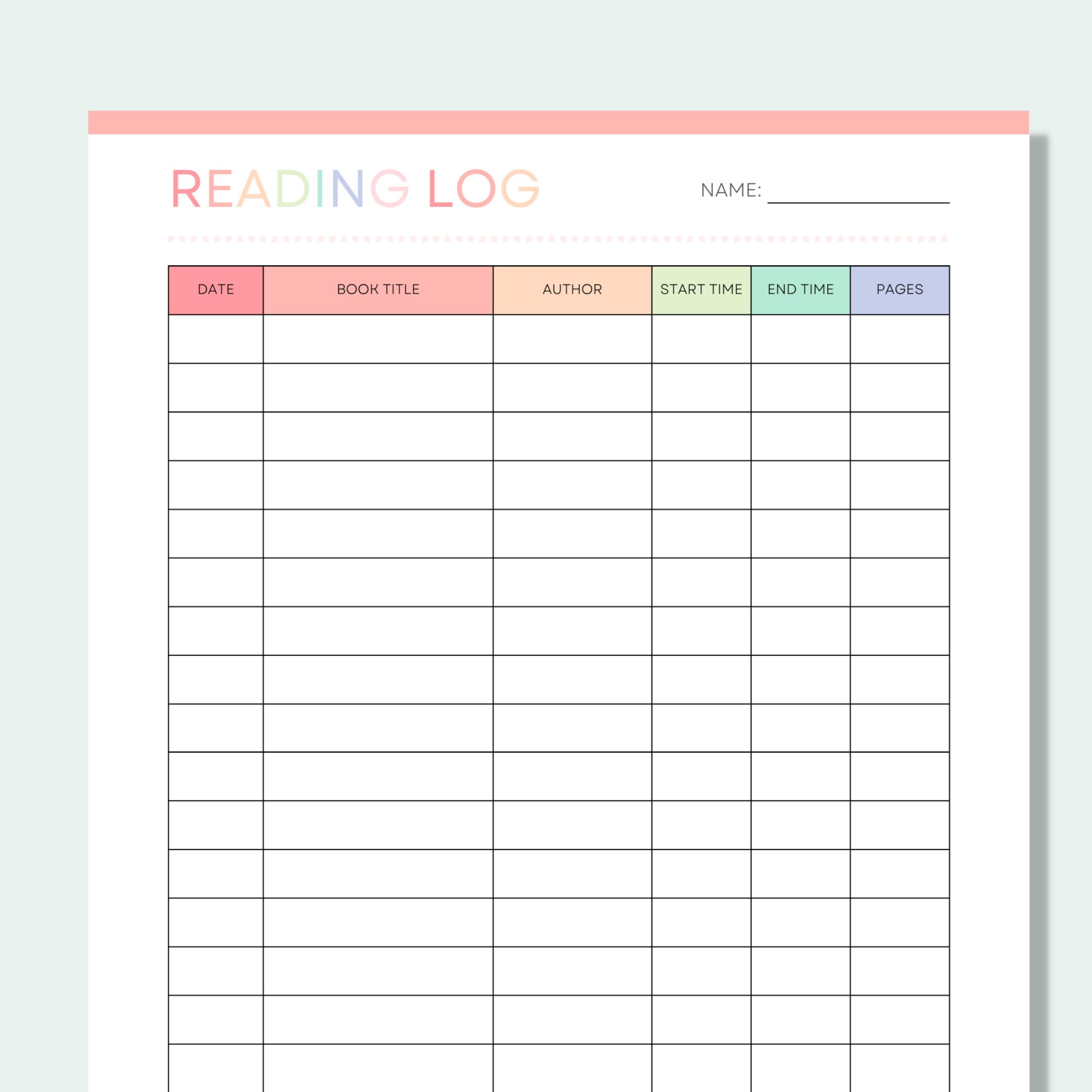 Printable Kids Reading Log, Summer Reading Log, Daily Reading Log ...