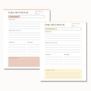Printable Daily Devotional, Bible Study Template, Faith Journal, Prayer ...