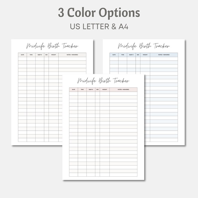 Printable Midwife Birth Tracker, Student Midwife Delivery Log, Midwife ...