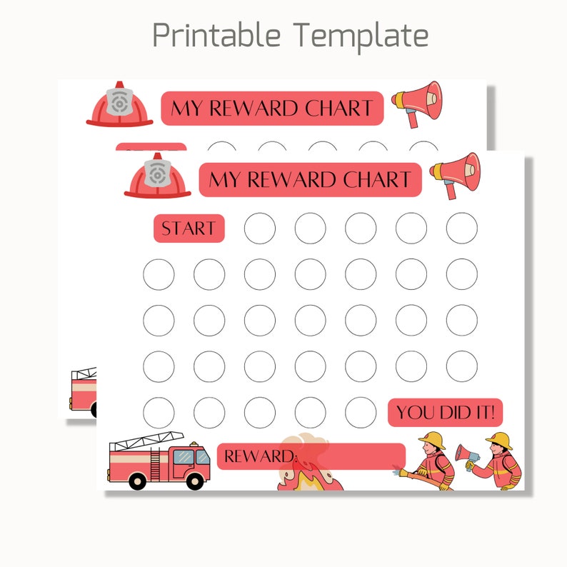Fire Truck Reward Chart Printable Sticker Chart Fire Truck - Etsy