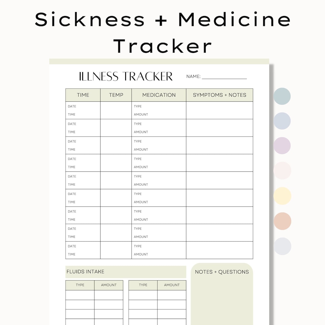Child Illness and Medication Log, Baby Fever Tracker, Symptom Tracker ...