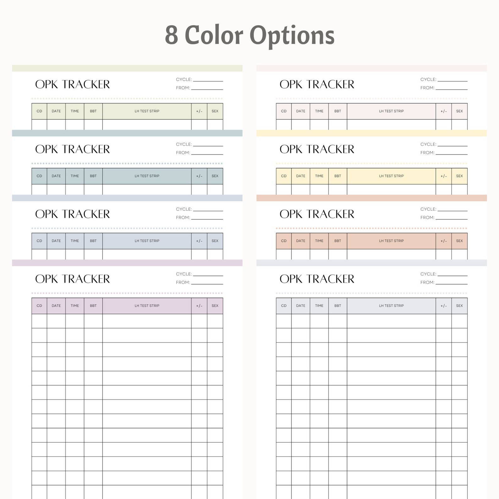 Printable OPK Ovulation Test Tracker, Fertility Tracker, TTC Planner ...