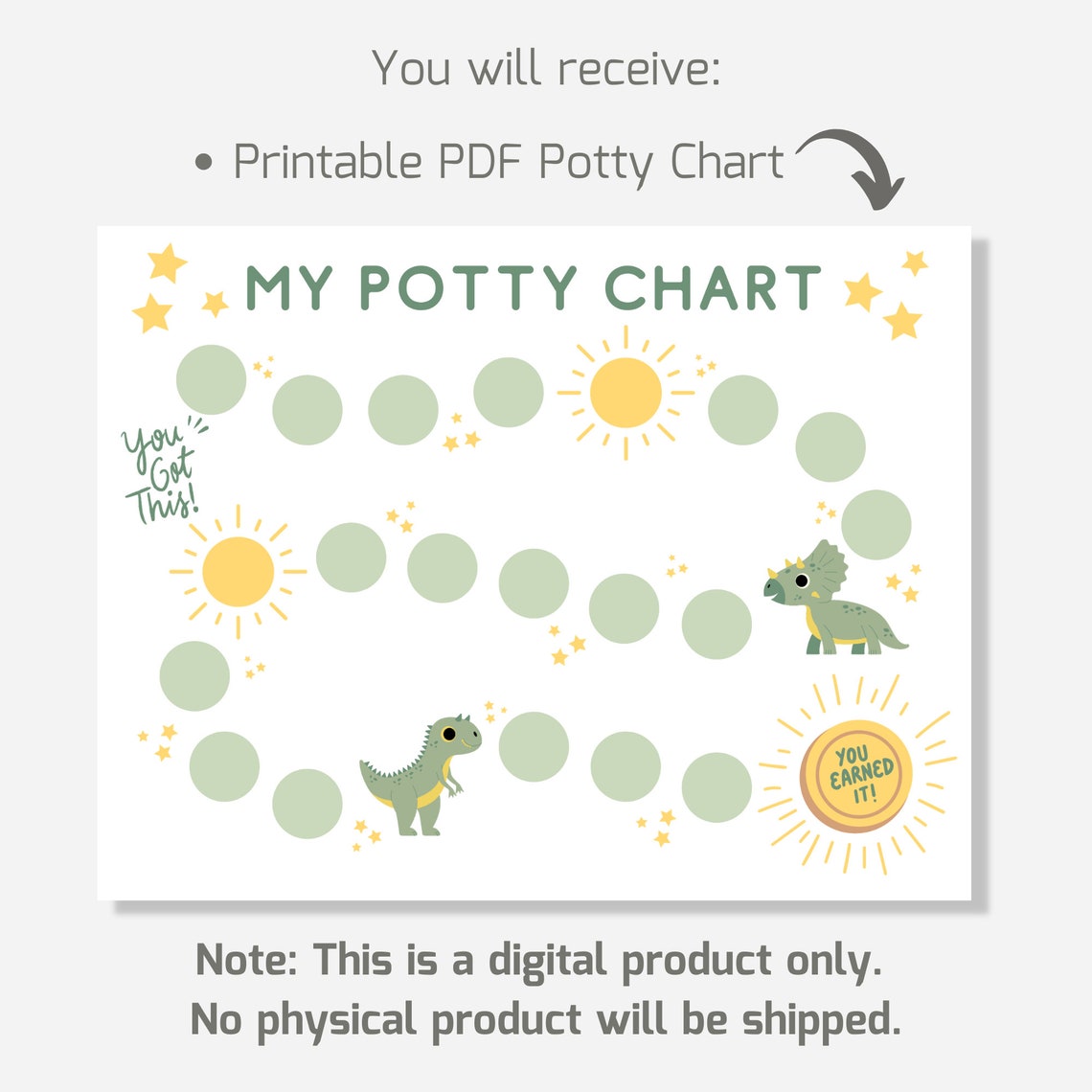 Dinosaur Potty Chart, Potty Training Chart, Sticker Potty Chart ...