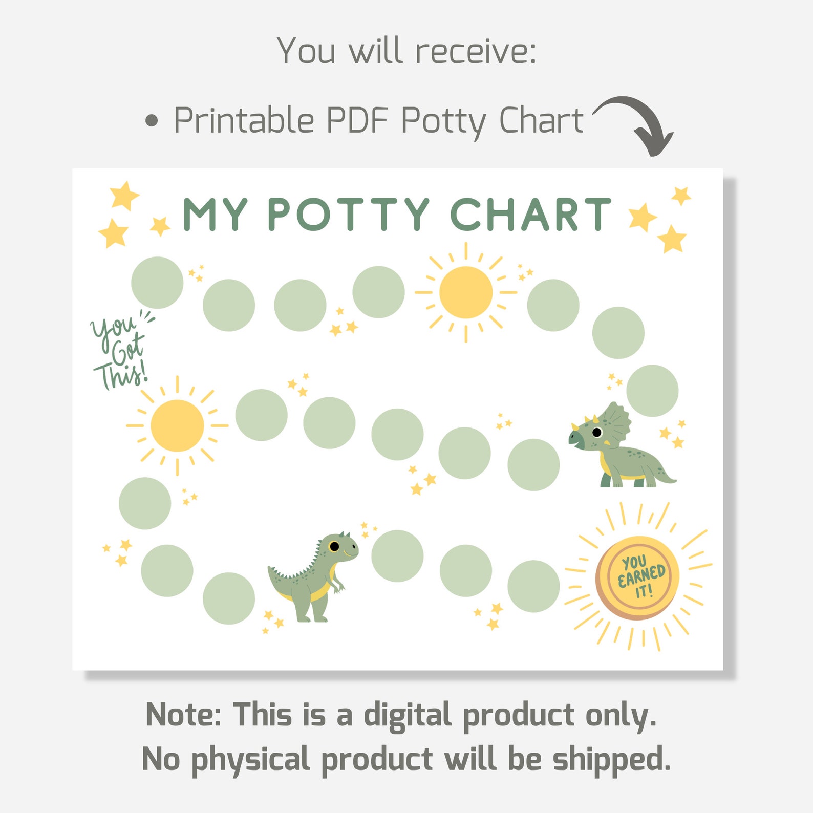 Dinosaur Potty Chart, Potty Training Chart, Sticker Potty Chart ...