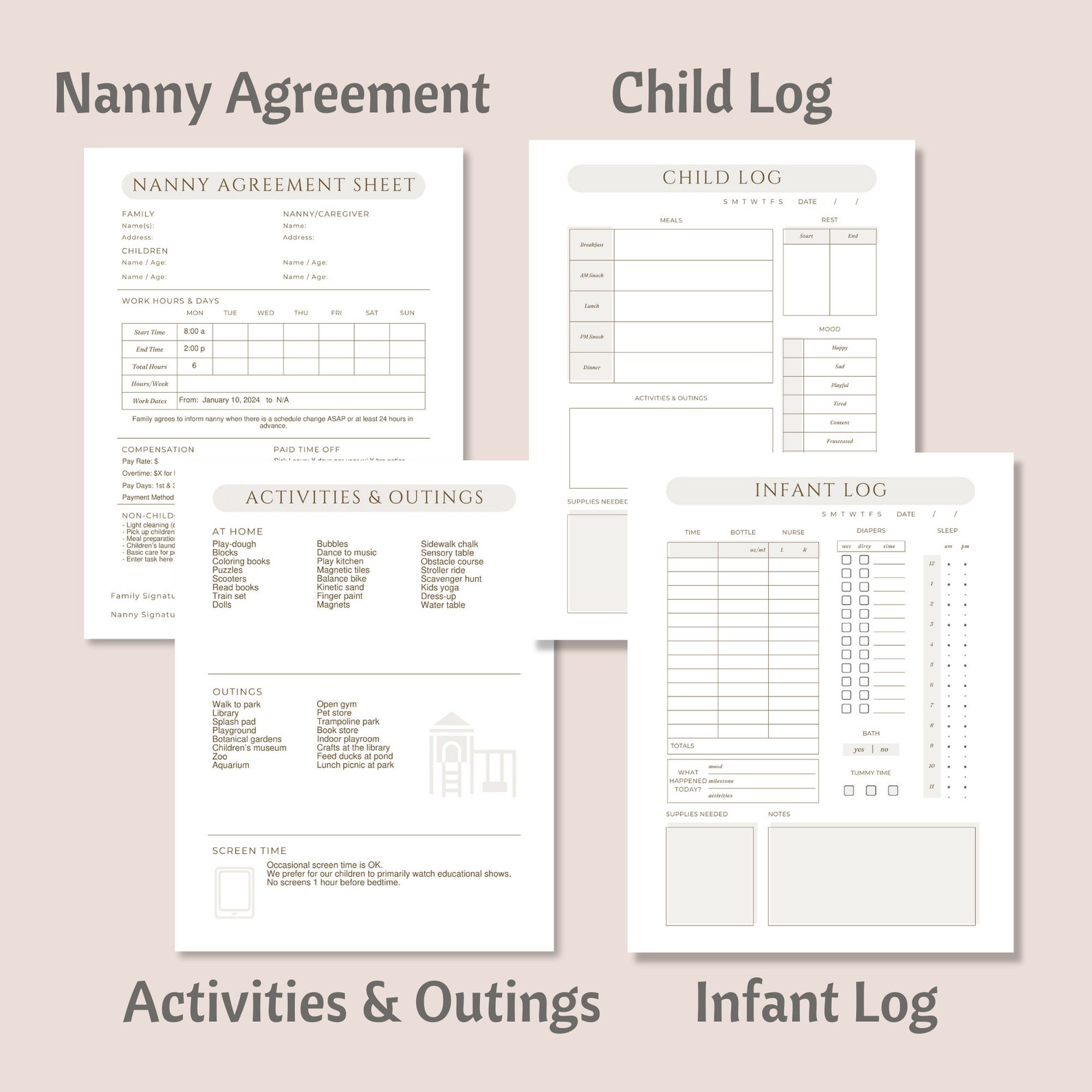 Fillable Nanny Binder PDF, Printable Nanny Planner Template, Nanny ...