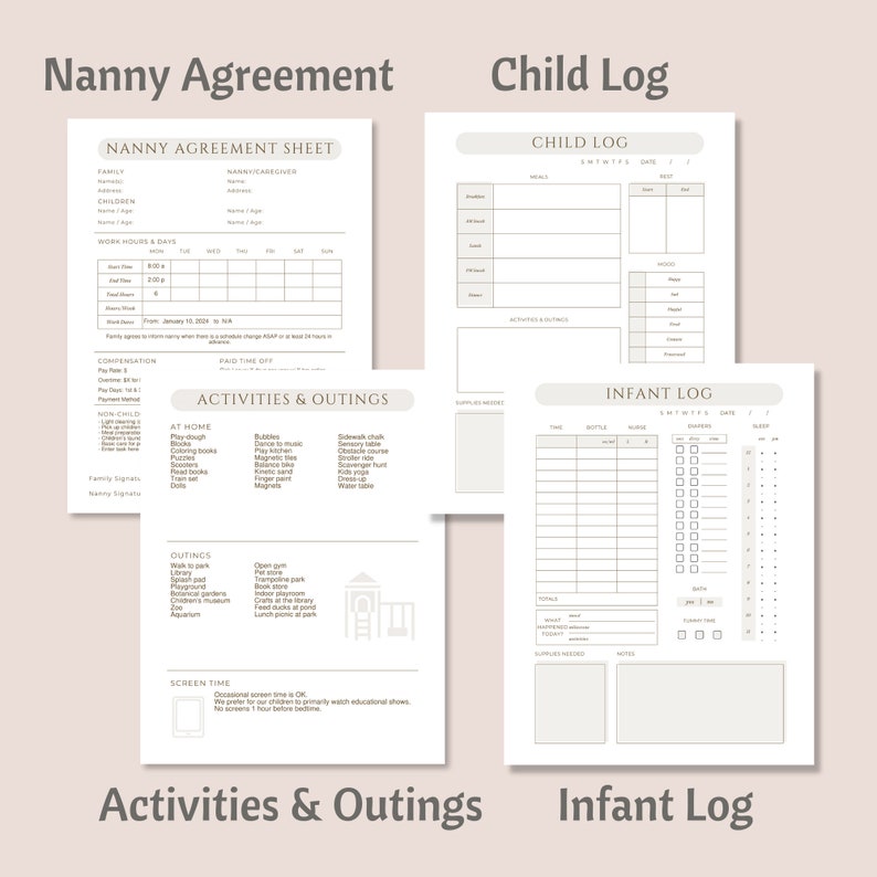 Fillable Nanny Binder PDF, Printable Nanny Planner Template, Nanny ...