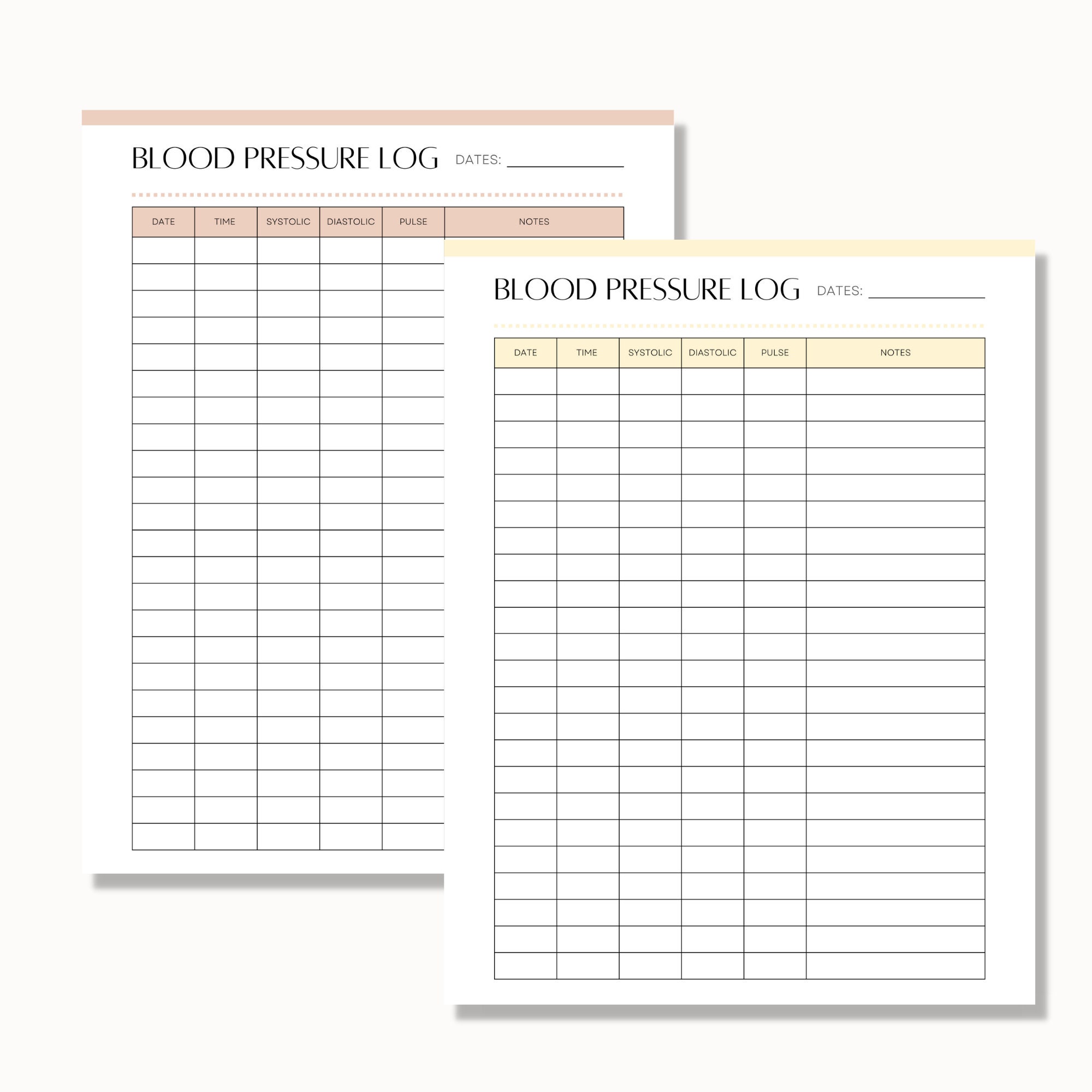 Printable Blood Pressure Log, Hypertension Tracker, Hypotension Tracker ...