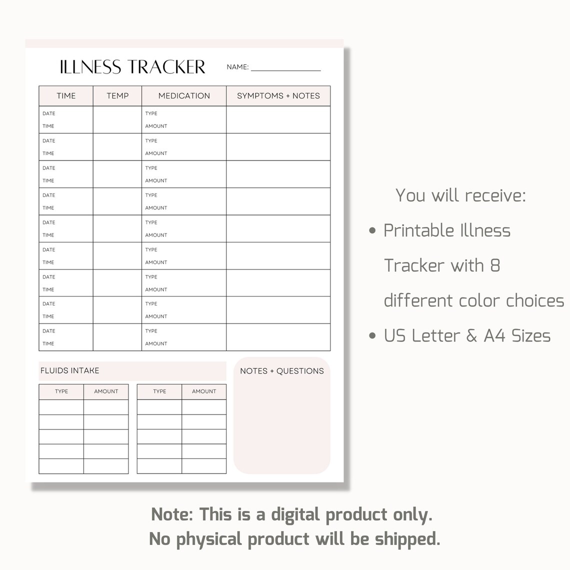 Printable Medication Tracker, Child Illness Log, Medication Log ...
