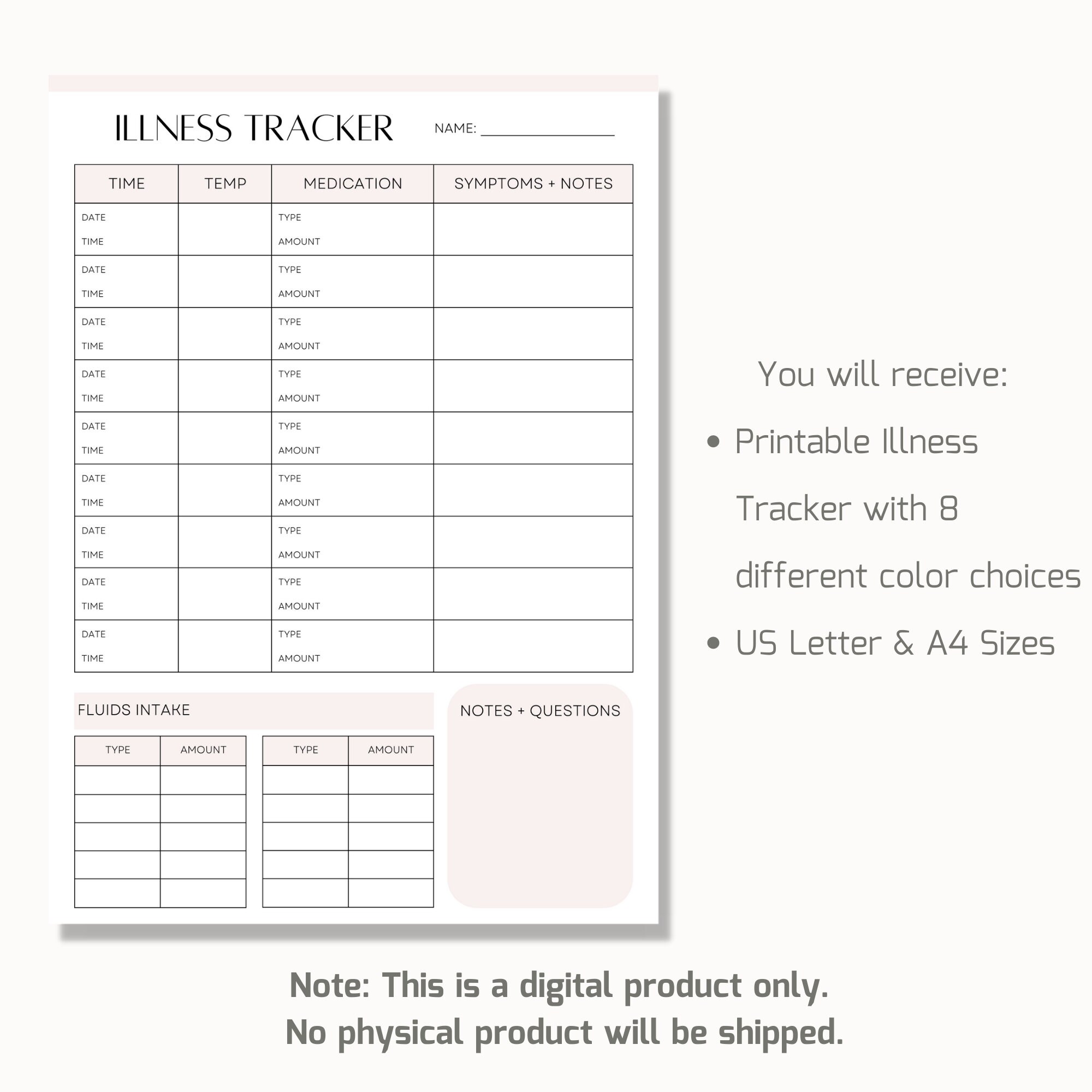 Printable Medication Tracker, Child Illness Log, Medication Log ...