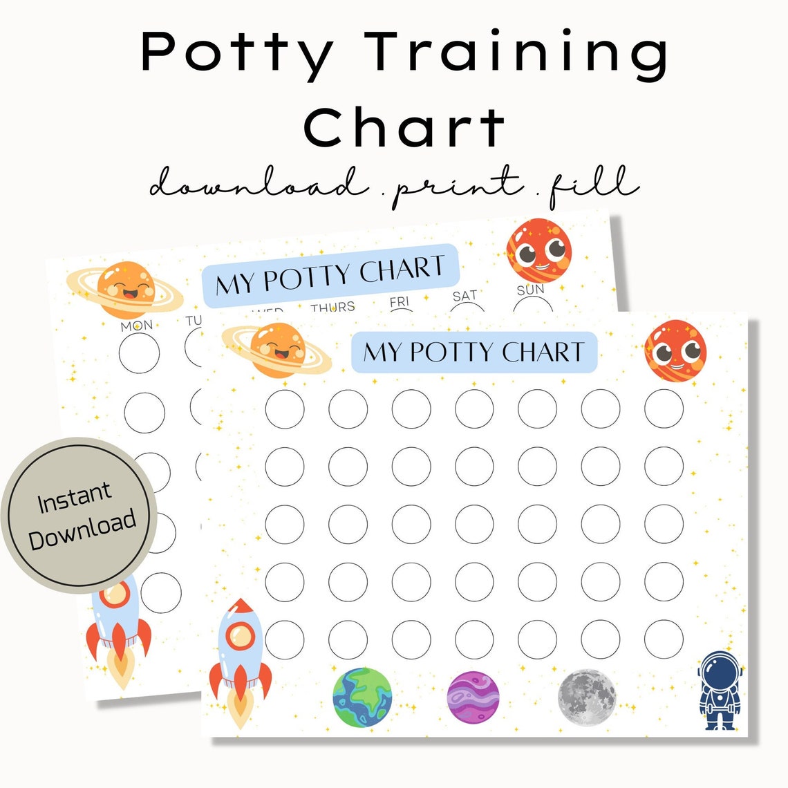 Space Potty Chart Potty Training Chart Sticker Potty Chart - Etsy