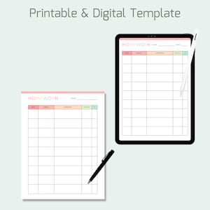 Printable Kids Homework Planner, Elementary Homework Tracker ...