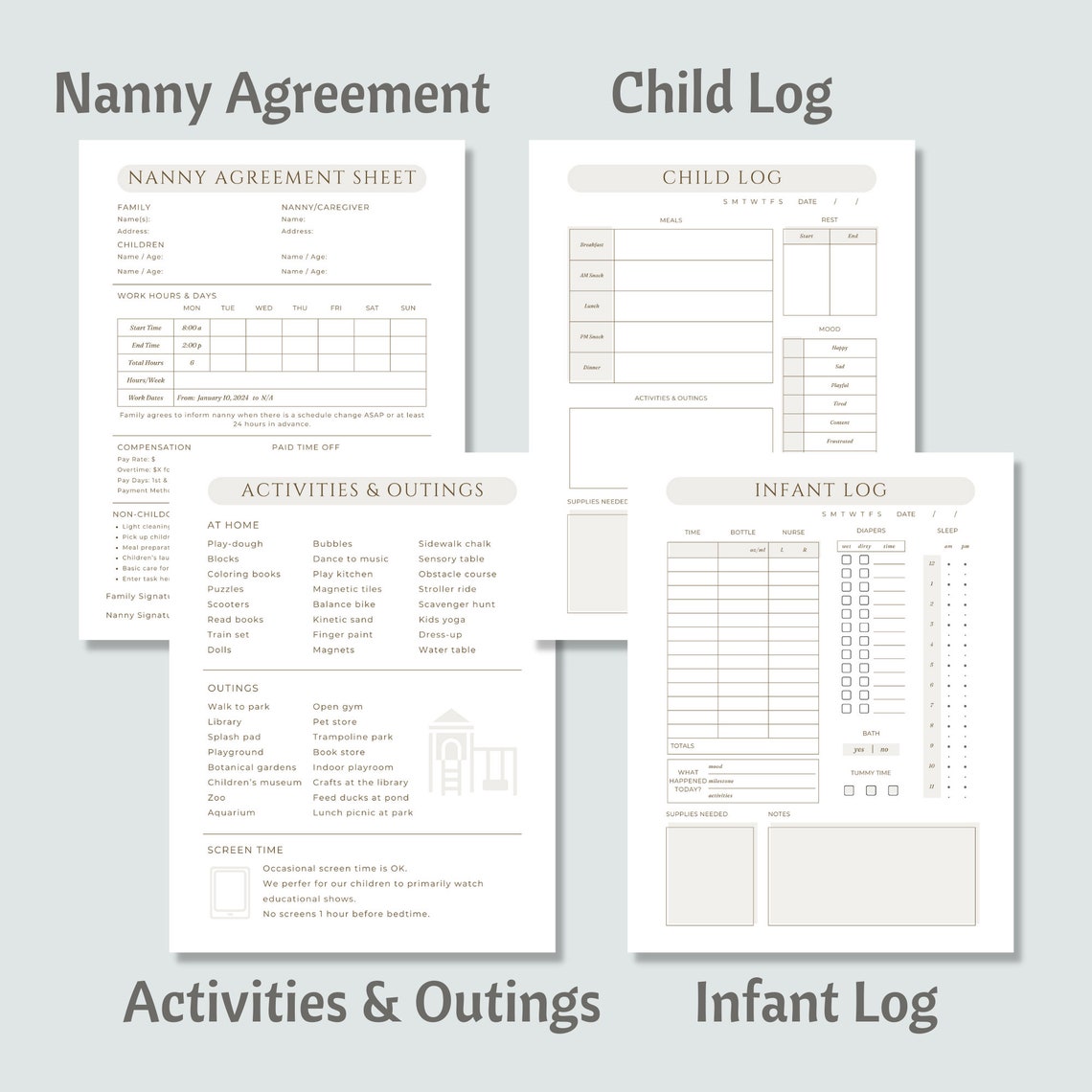 Editable Nanny Binder, Printable Nanny Planner Template, Nanny Guide ...