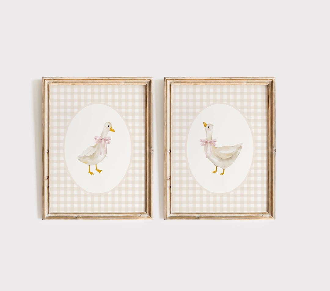 Goose Nursery Print Set, Vintage Goose Nursery Art, Baby Girl Nursery ...