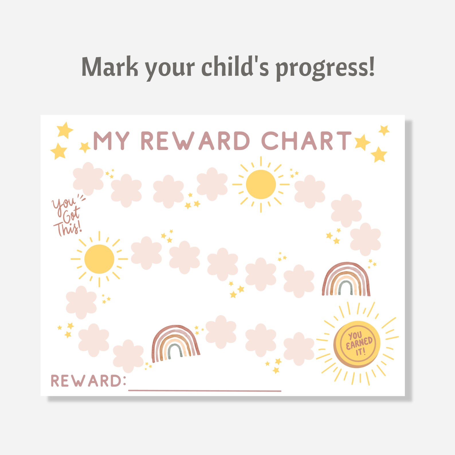 Boho Rainbow Reward Chart Printable Sticker Chart Toddler - Etsy