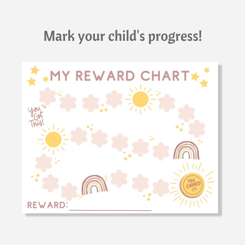 Boho Rainbow Reward Chart Printable Sticker Chart Toddler - Etsy