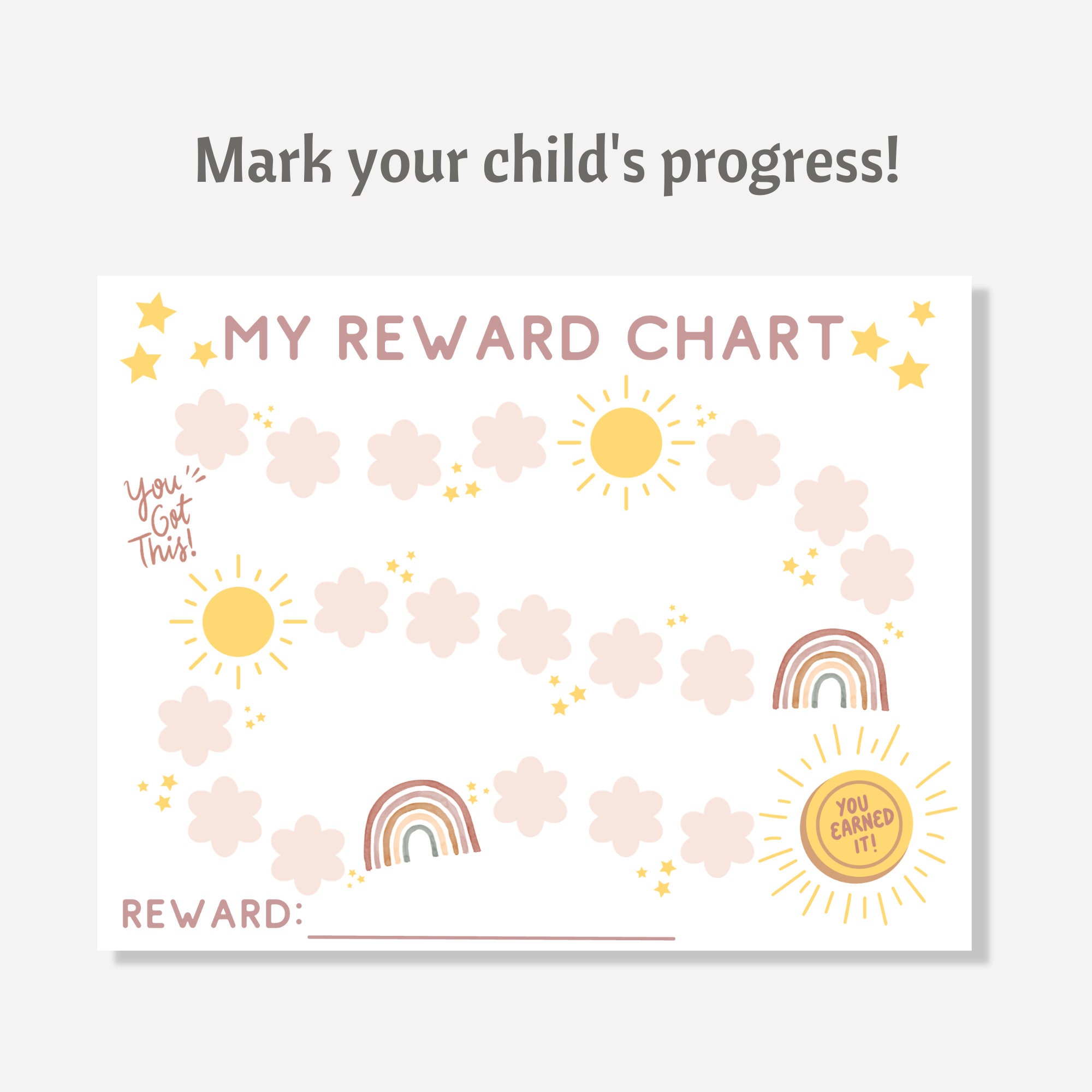 Boho Rainbow Reward Chart Printable Sticker Chart Toddler - Etsy
