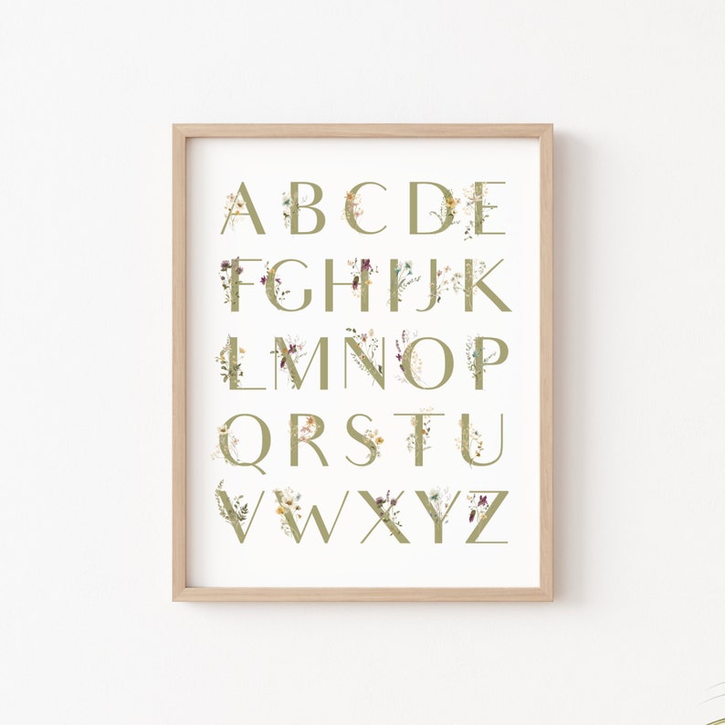Wildflower Alphabet Poster, Floral Alphabet Print, Printable ...