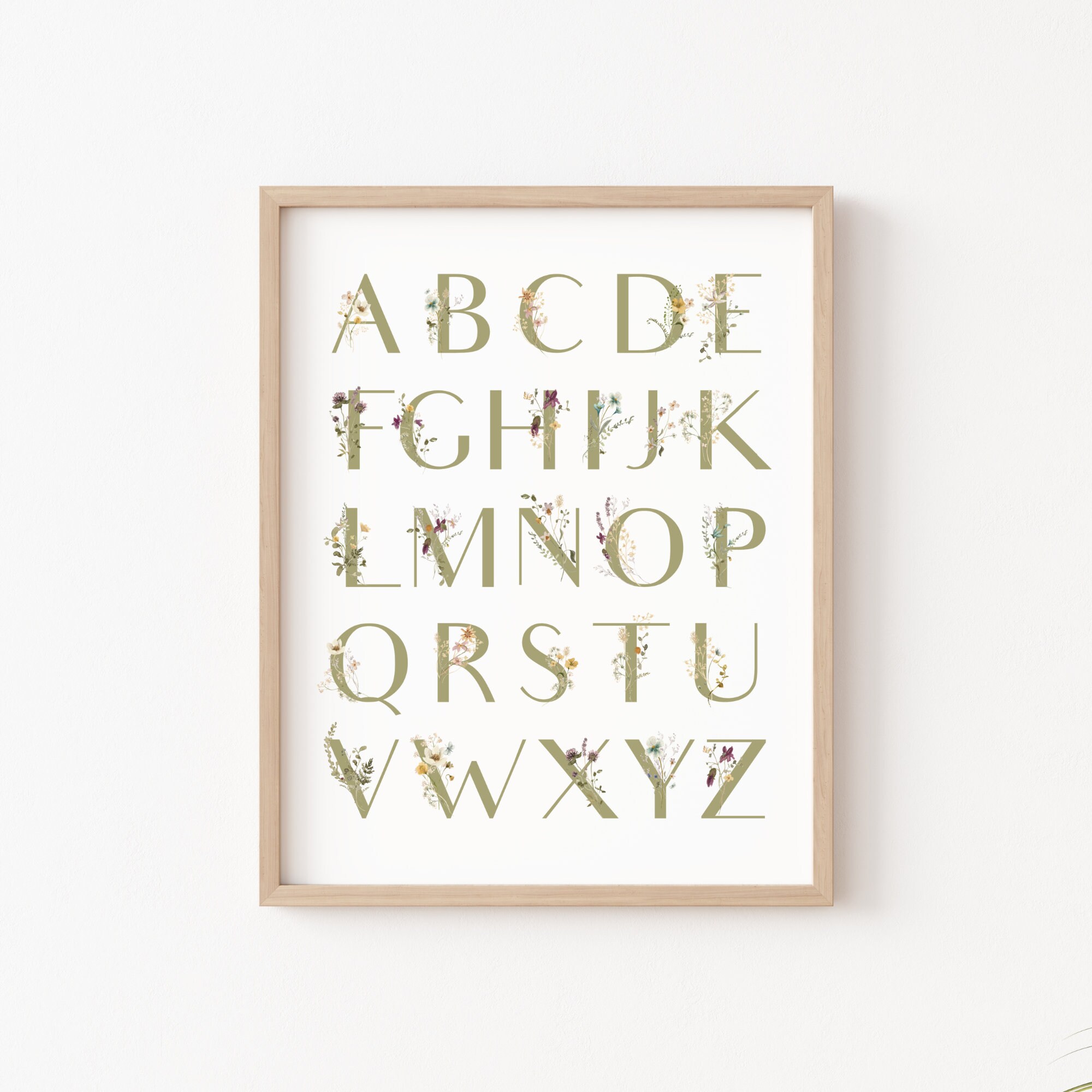 Wildflower Alphabet Poster, Floral Alphabet Print, Printable ...