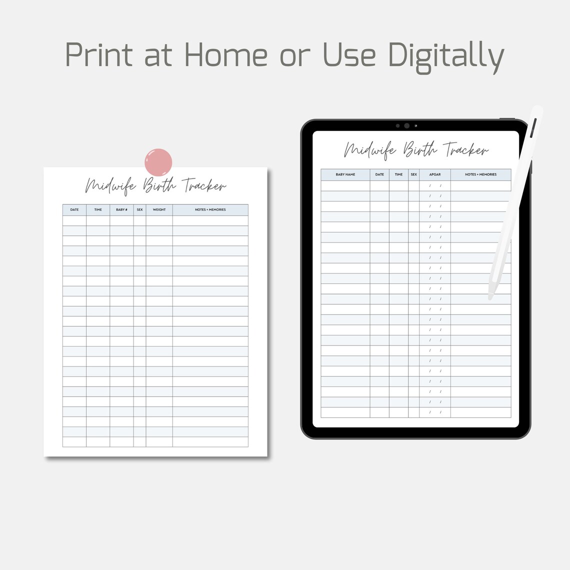 Printable Midwife Birth Tracker, Student Midwife Delivery Log, Midwife ...