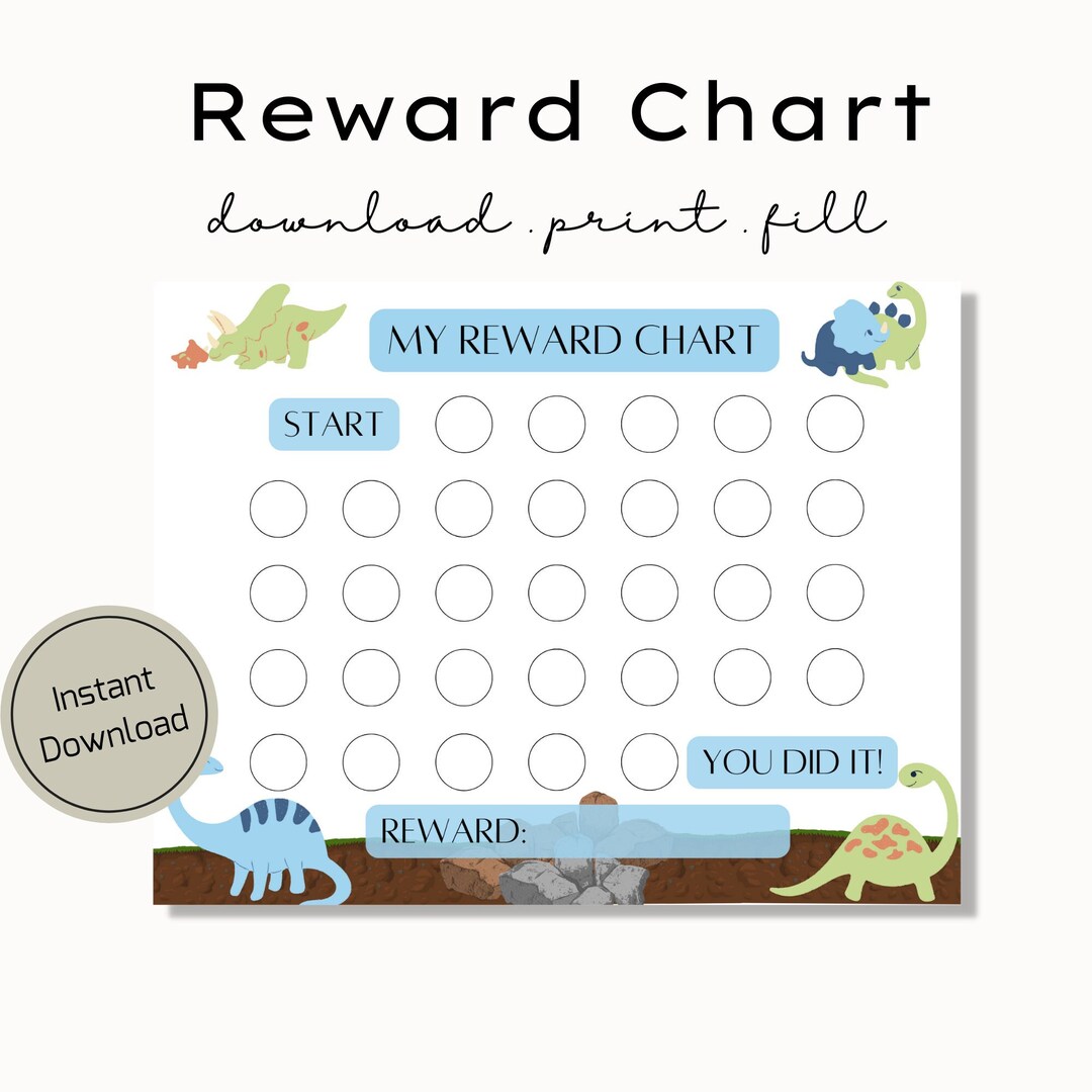 Dinosaur Reward Chart Printable Sticker Chart Dinosaur - Etsy