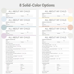 Printable Daycare All About Me Form, Child Information Sheet, Daycare ...