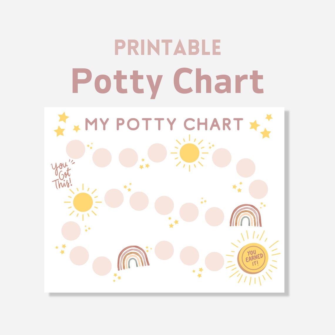 Boho Rainbow Potty Chart Potty Training Chart Sticker Potty - Etsy