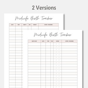 Printable Midwife Birth Tracker, Student Midwife Delivery Log, Midwife ...