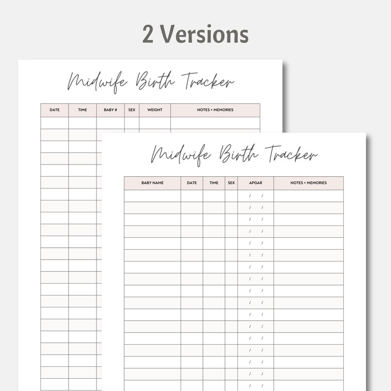 Printable Midwife Birth Tracker, Student Midwife Delivery Log, Midwife ...