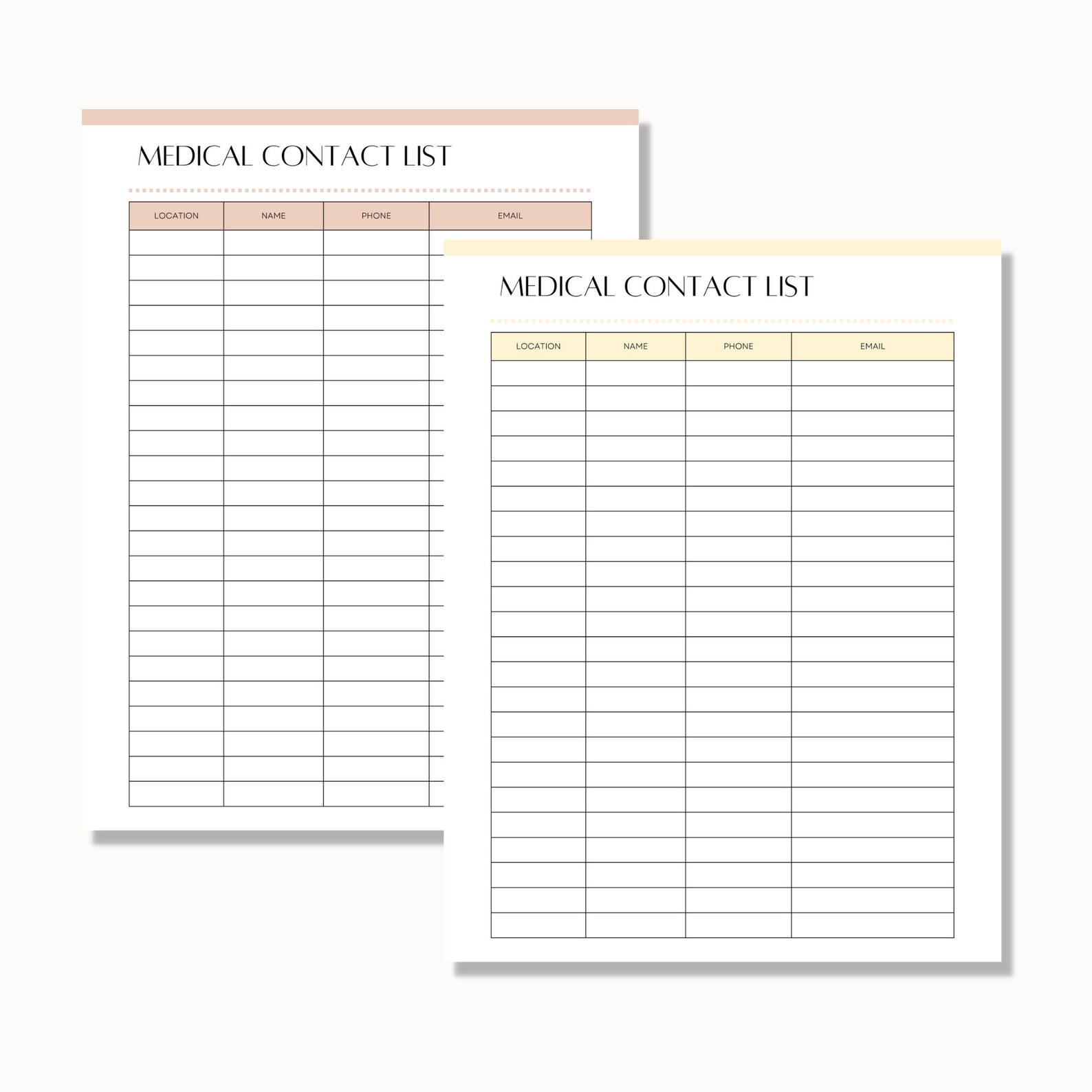 Printable Medical Contact List, Doctor Contact List, Medical Contact ...