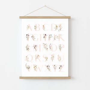Set of 2 Wildflowers Alphabet Numbers Poster, Floral Alphabet Print ...
