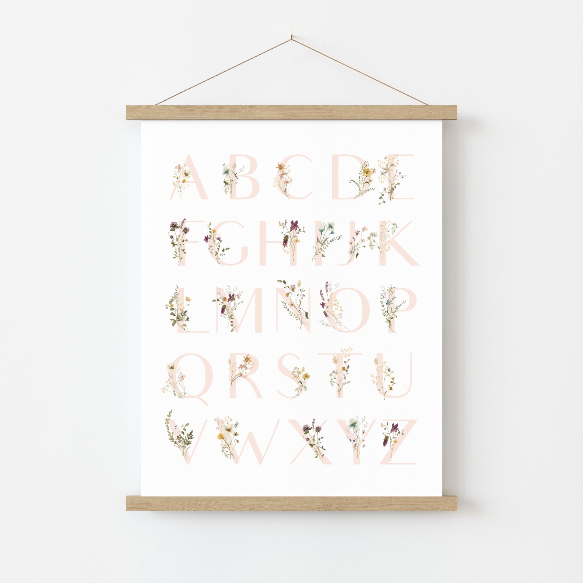 Set of 2 Wildflowers Alphabet Numbers Poster, Floral Alphabet Print ...