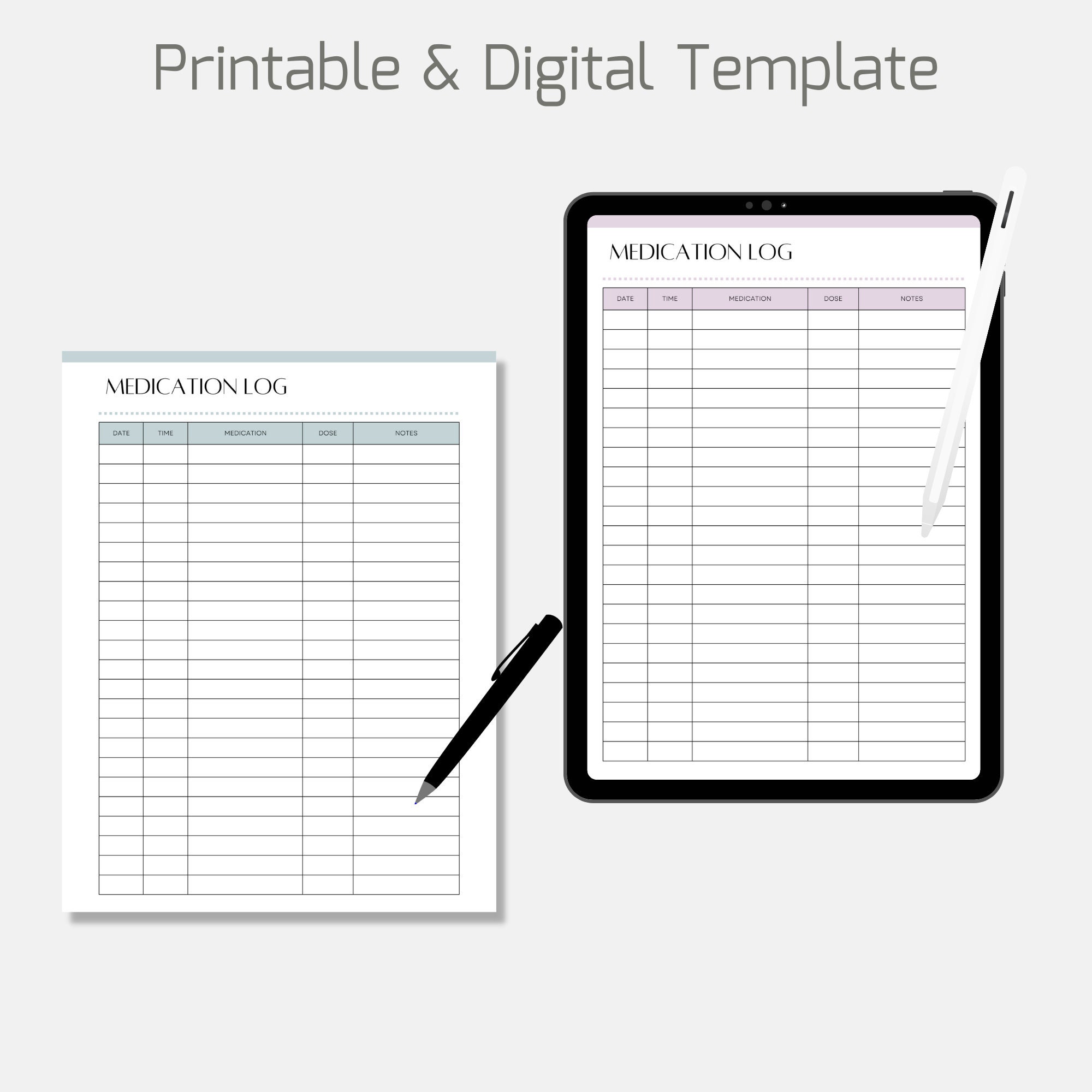 Printable Medication Log, Medicine Tracker List, Daily Medication Given ...