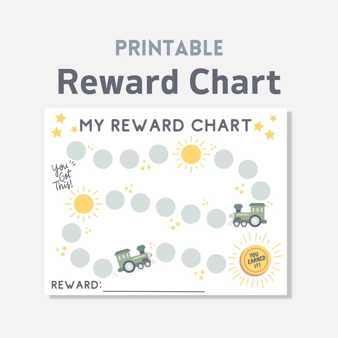 Train Reward Chart Printable Sticker Chart Toddler Reward - Etsy