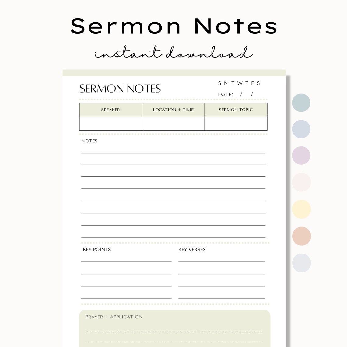 Printable Sermon Notes, Church Notes, Sermon Summary, Faith Journal ...