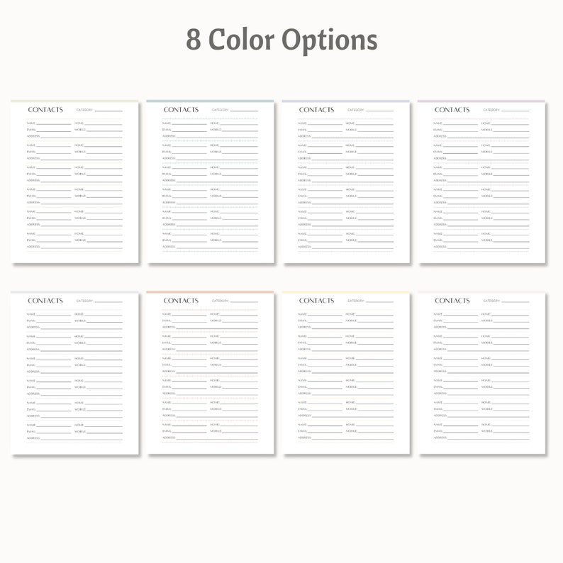 Printable Contact List Sheet, Client Contact Info, Address Book ...