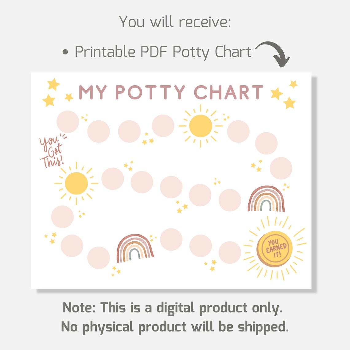 Boho Rainbow Potty Chart Potty Training Chart Sticker Potty - Etsy