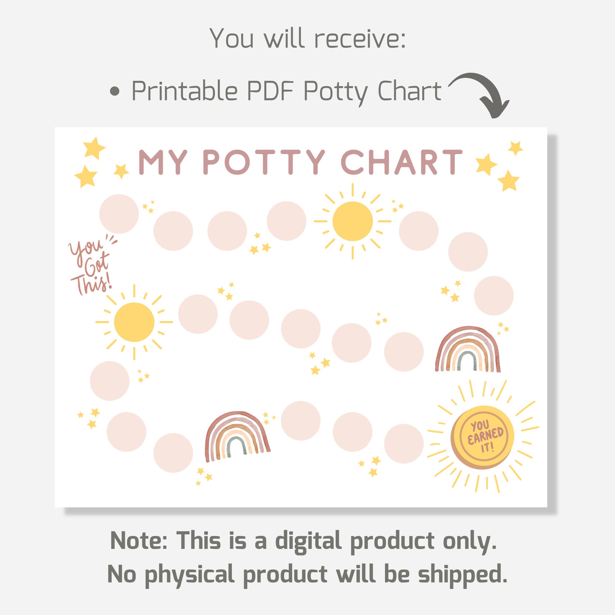 Boho Rainbow Potty Chart Potty Training Chart Sticker Potty - Etsy