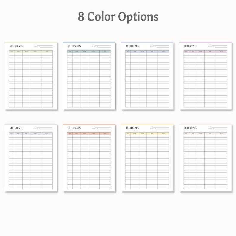 Printable Referral Tracker, Referral Contacts, Medical Referral Sheet ...